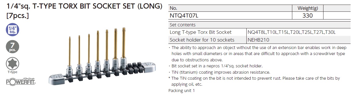 Ichiban Precision Sdn Bhd - KTC - KTC T-Type Torx Bit Socket Set (Stubby), T-Type Torx Bit ...